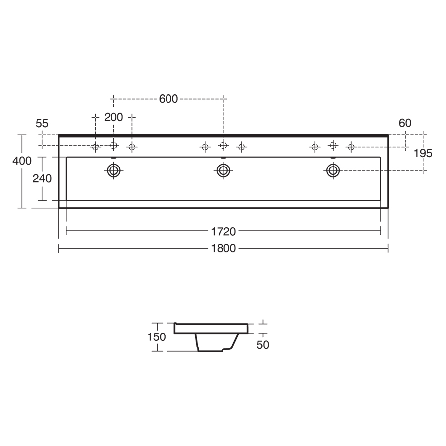 Broadway II Washing Trough | Solid Surface | Wash Troughs | Bluebook