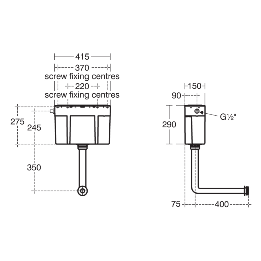 Conceala 3 Pneumatic, Adjustable Dual Flush Cistern | Toilet Cisterns ...