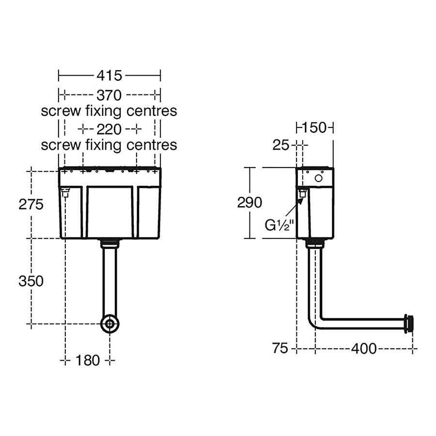 Conceala 3 Pneumatic, Adjustable Dual Flush Cistern | Toilet Cisterns ...