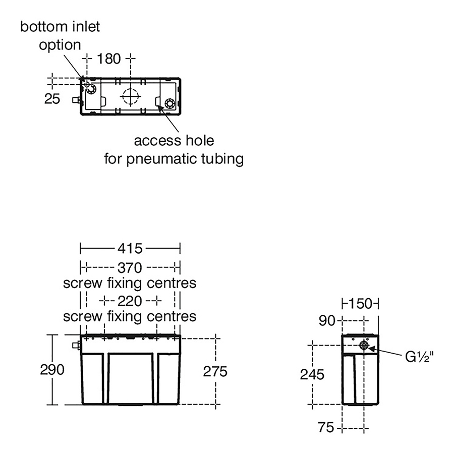 Conceala 3 High Level Pneumatic Operated Side Inlet Cistern | Toilet ...
