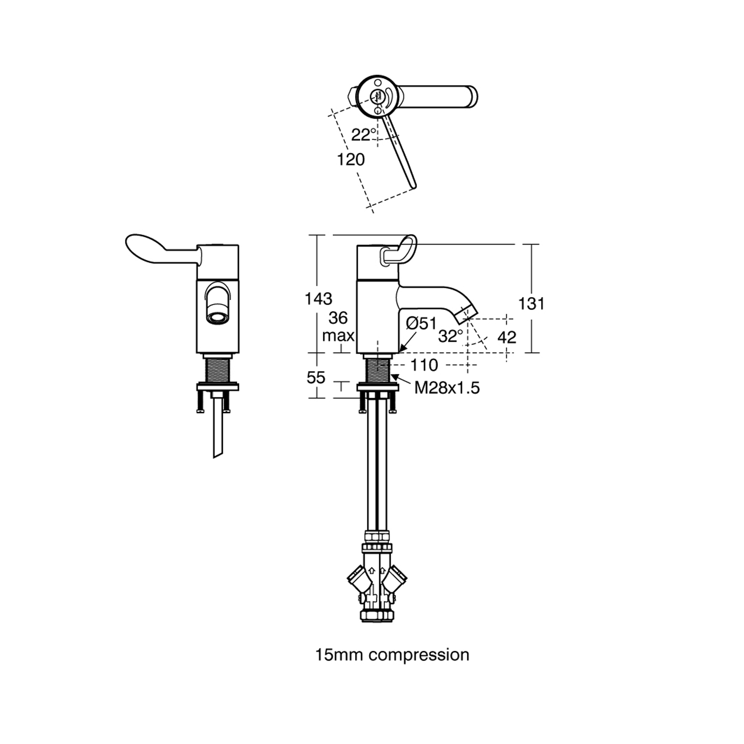 Contour 21+ 1 Hole Thermostatic Basin Mixer | Basin Taps | Taps | Bluebook