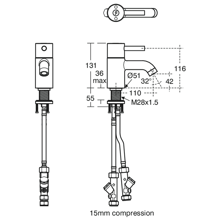 Contour 21+ Outline 1 Hole Thermostatic Basin Mixer | Basin Taps | Taps ...