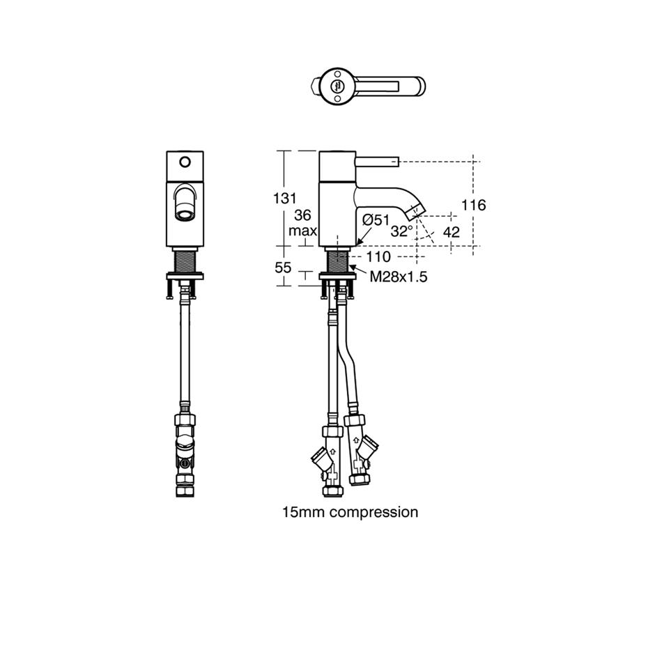 Contour 21+ Outline 1 Hole Thermostatic Basin Mixer | Basin Taps | Taps ...