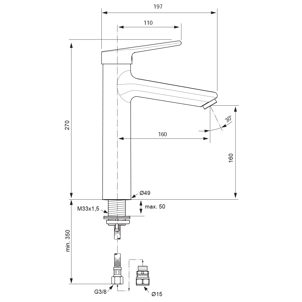 Contour 21+ Single Lever Tall Basin Mixer, No Waste | Basin Taps | Taps ...
