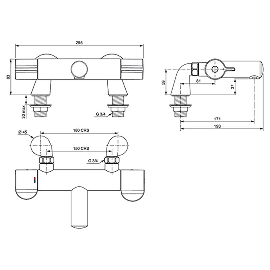 Contour 21+ Thermostatic Rim Mounted Bath Filler | Bath Taps | Taps ...
