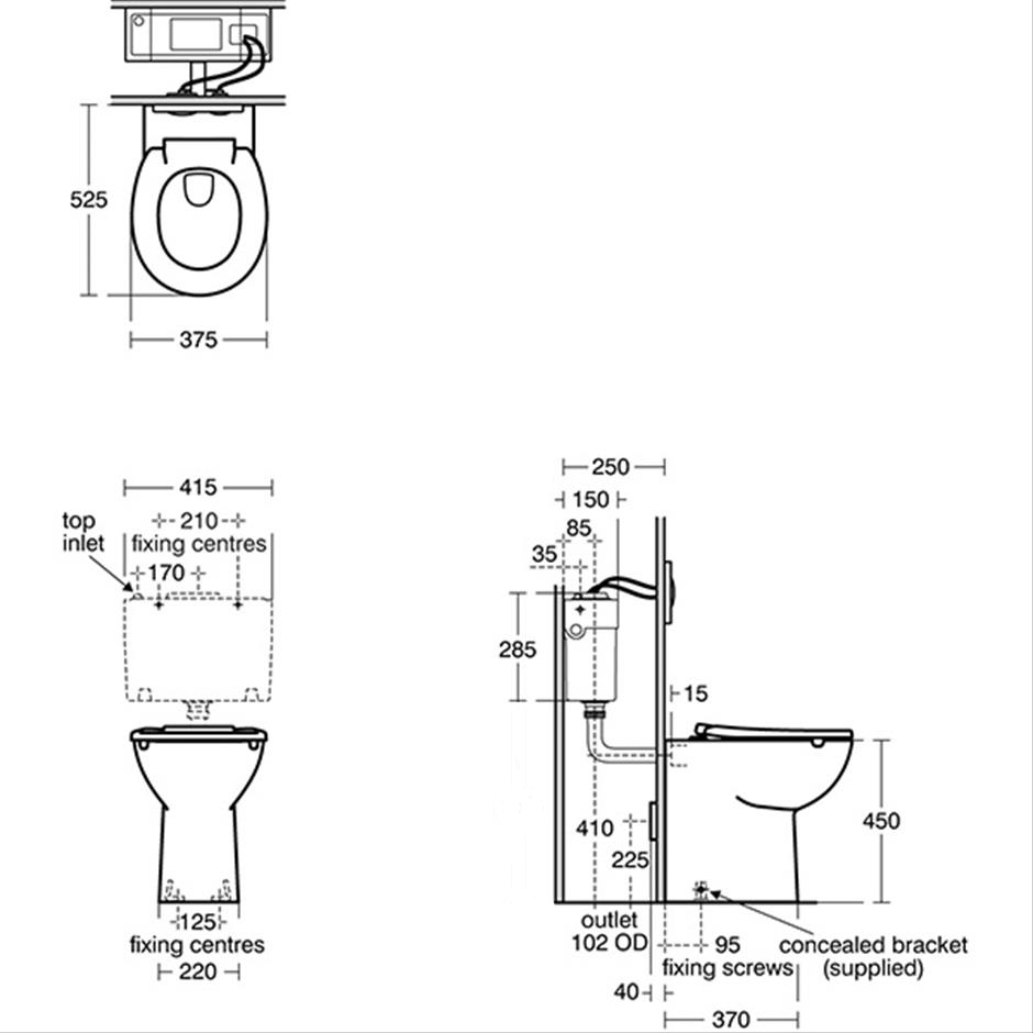 HBN 00-10 HTM64 (WC H) Contour 21+ Raised Height Back-to-Wall Rimless ...