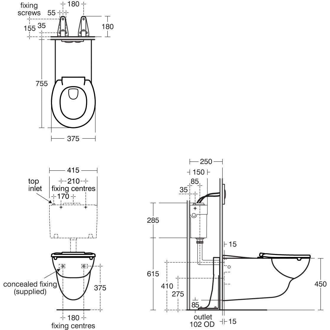 Contour 21+ 75cm Projection Wall Mounted Rimless WC Suite | Wall Hung ...