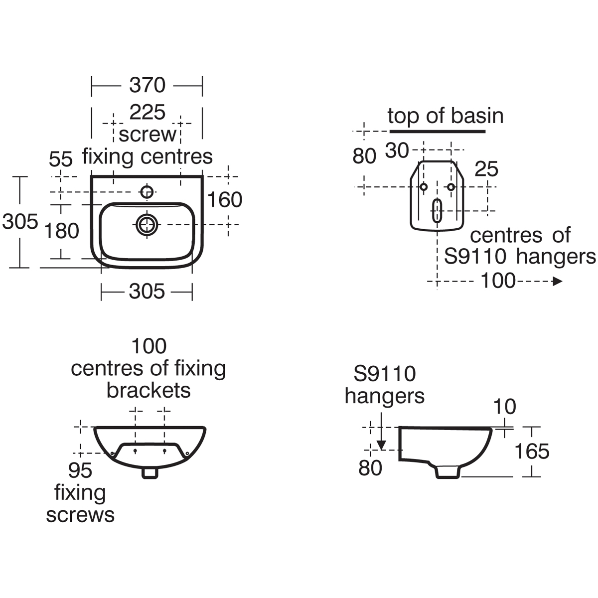 Contour 21 37cm Handrinse Washbasin | Cloakroom Basins | Wash Basins ...