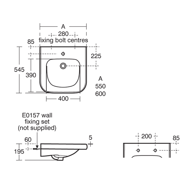 Contour 21 Accessible 55/60cm Washbasin | Wall Hung Basins | Wash ...