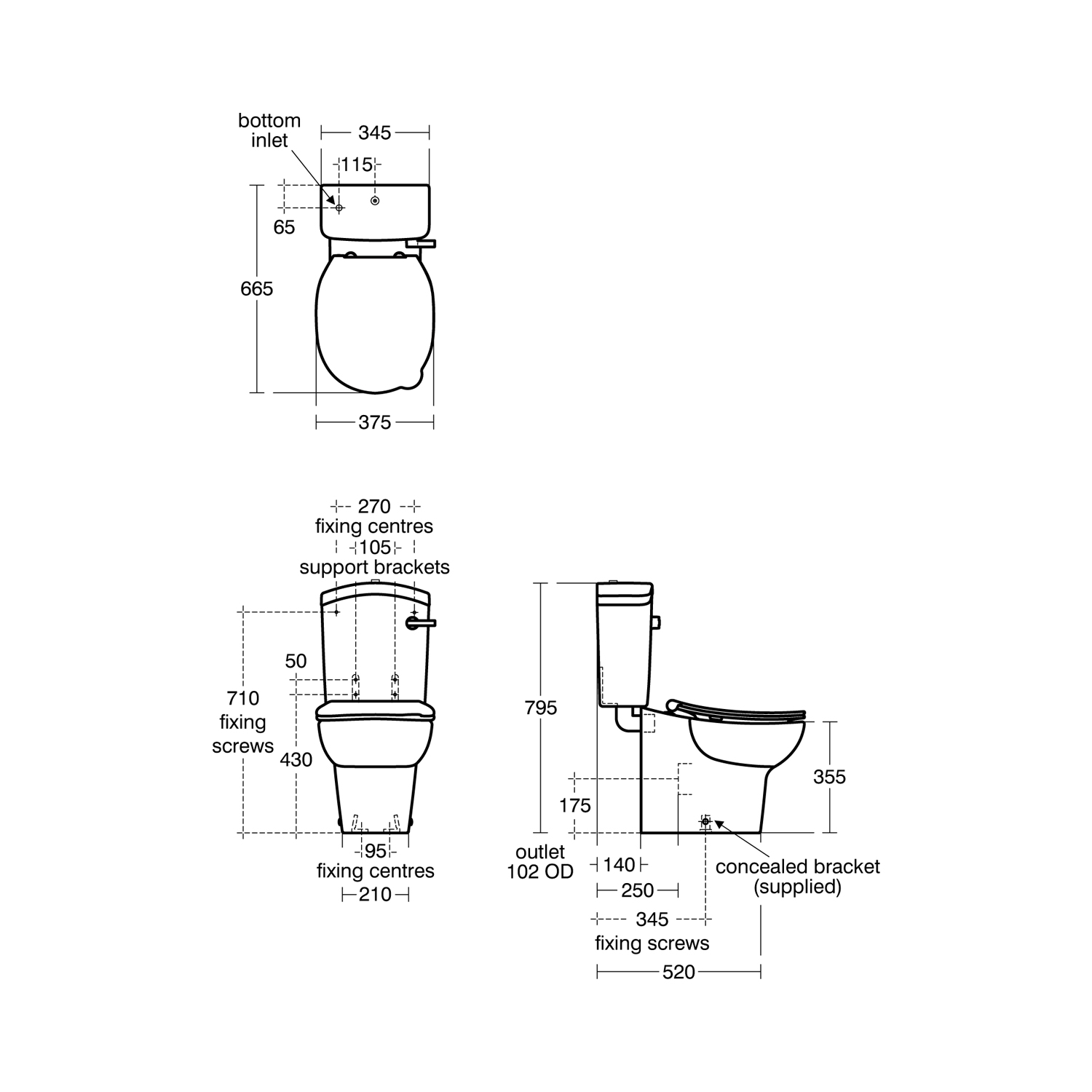 Contour 21 Splash Schools 355mm Close Coupled Toilet | Close Coupled ...