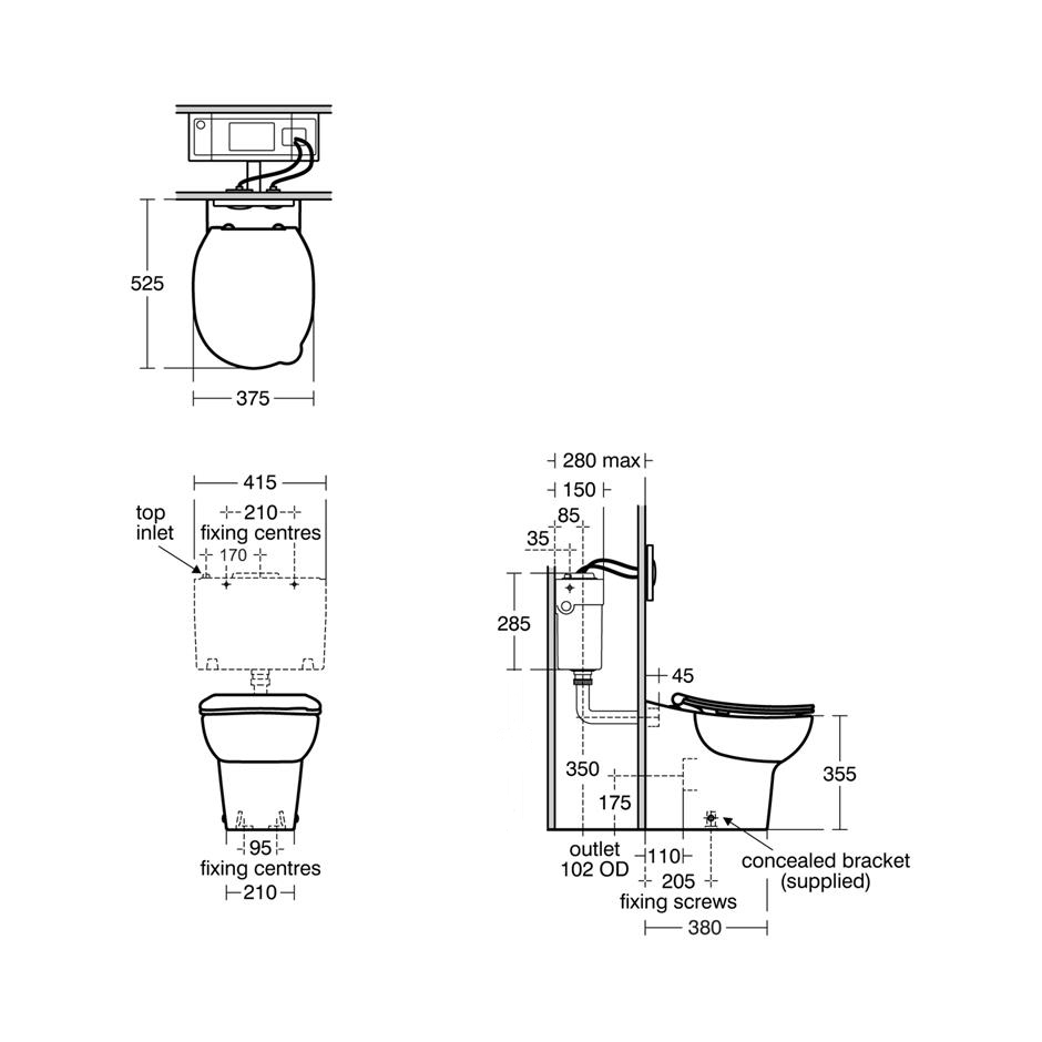 Contour 21 Splash Schools 355mm Back-to-Wall Toilet | Back To Wall ...