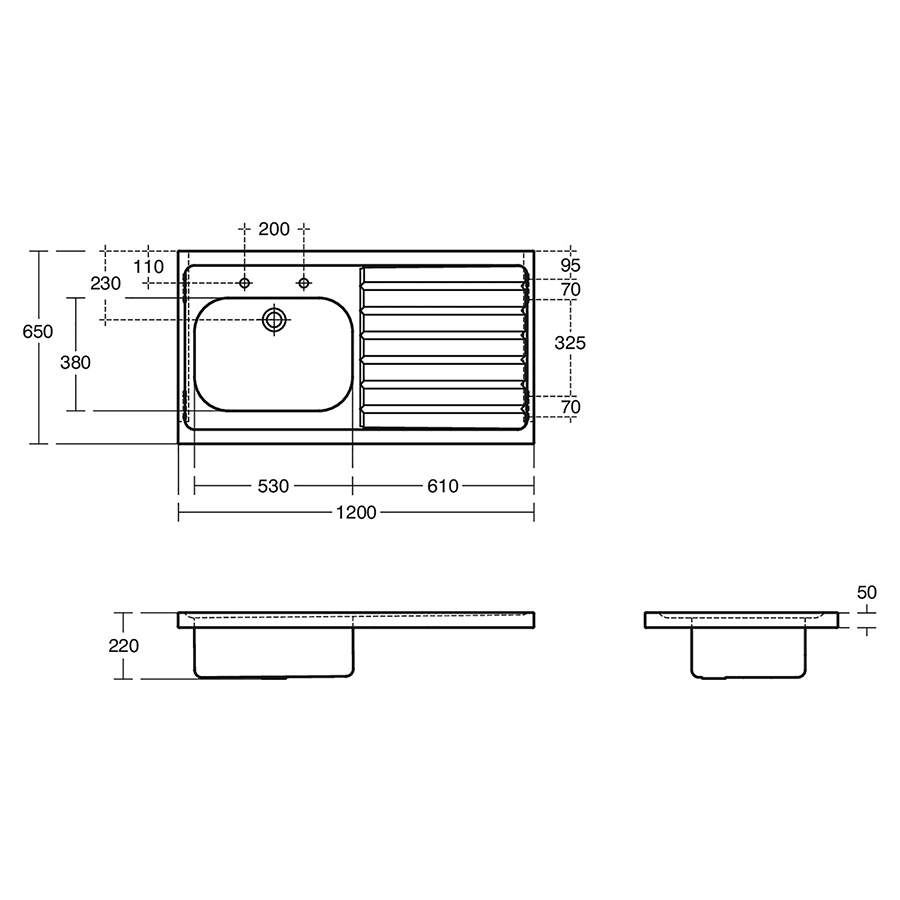 (ST A HTM63) Doon Sink 120x65cm LH Drainer, 2 Taphole | Stainless Steel ...