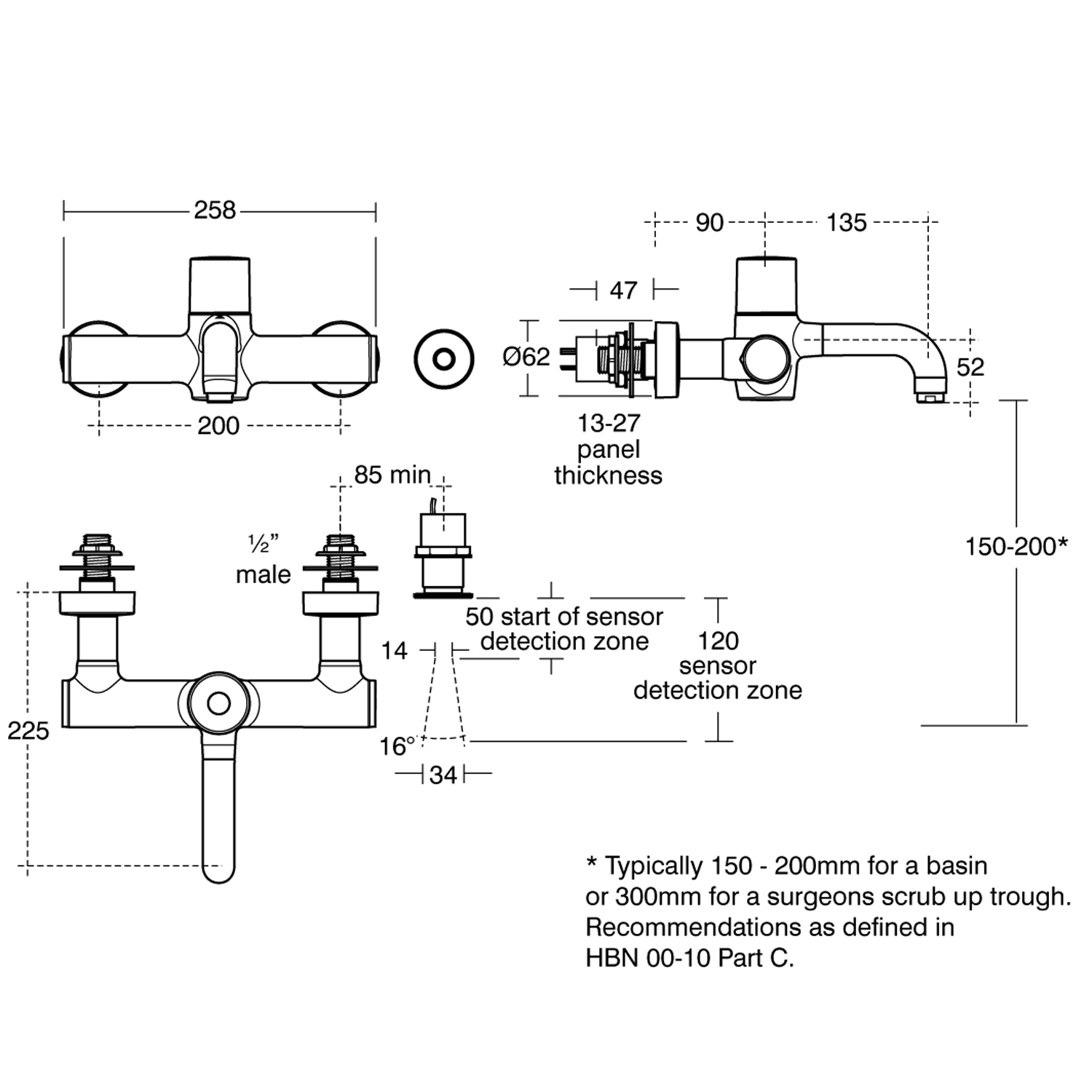 HBN 00-10 HTM64 (TB H6) Markwik 21+ Panel Mounted Thermostatic Basin ...