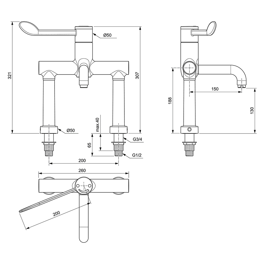 Markwik 21+ Comfort SQ Deck Mounted Mixer With Detachable Spout – Non ...