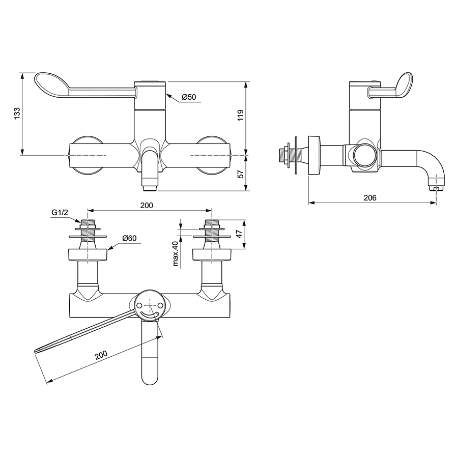 Markwik 21+ Comfort SQ panel mounted mixer with detachable spout – non ...