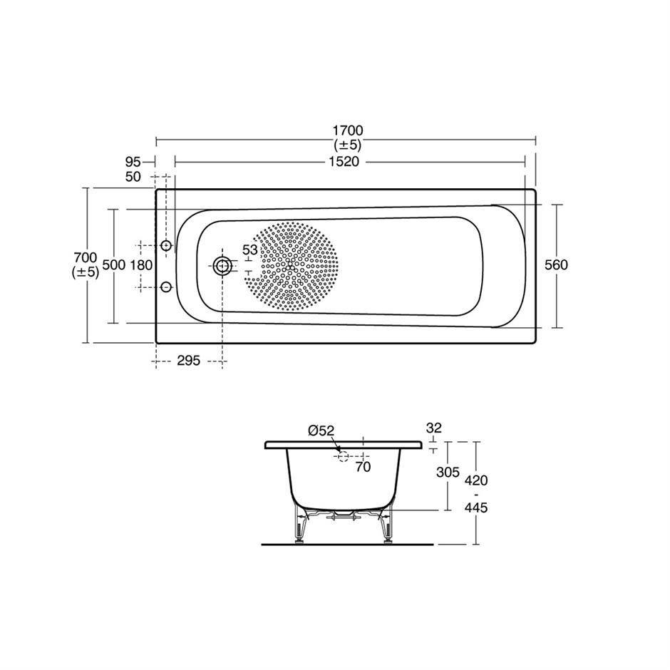 Nisa Lowline Steel Bath 170cm x 70cm | Steel | Baths | Bluebook