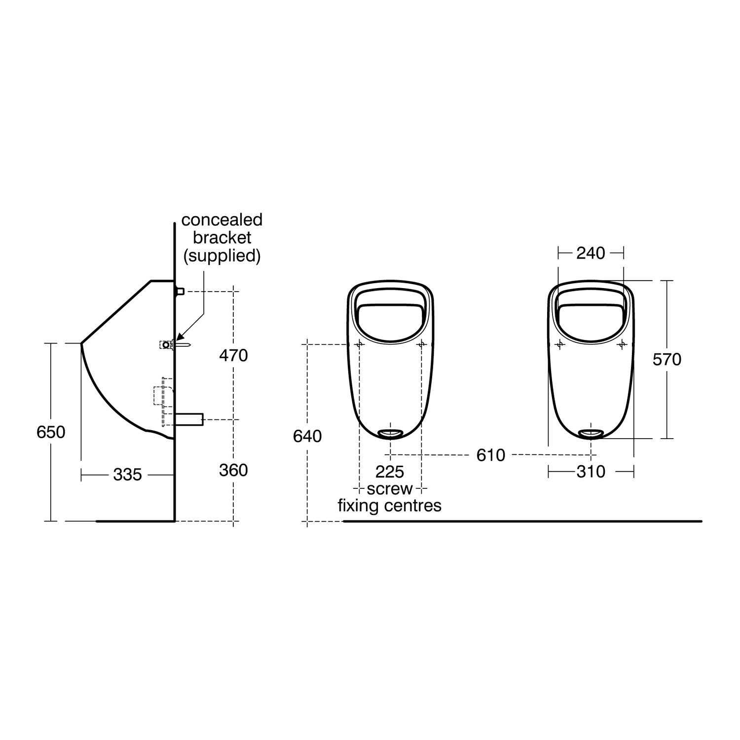 Profile 21 Rimmed Back Inlet Urinal Bowl | Mains Supply | Urinals ...