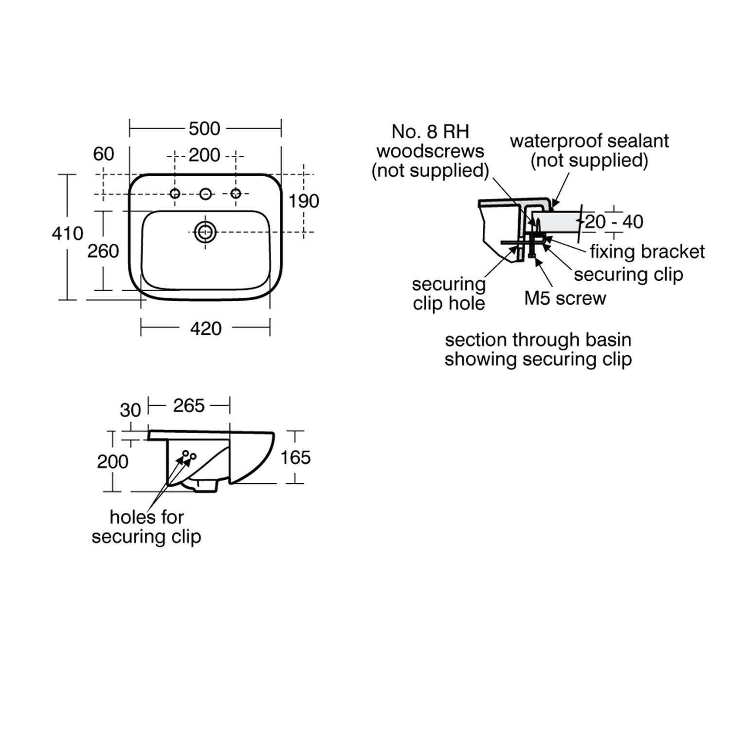 Profile 21 50cm Semi-Countertop Washbasin | Semi-Recessed Basins | Wash ...