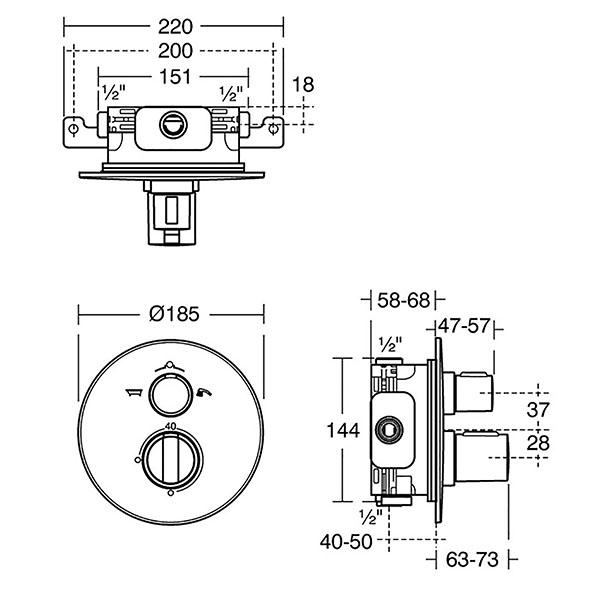 Concept Easybox Slim Built-in Bath Shower Mixer Round Faceplate | Mixer ...