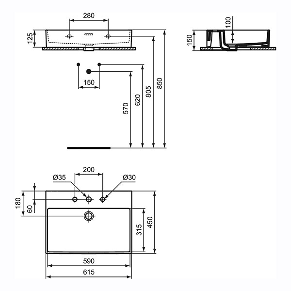 Extra (New) 60cm Washbasin | Wall Hung Basins | Wash Basins | Bluebook