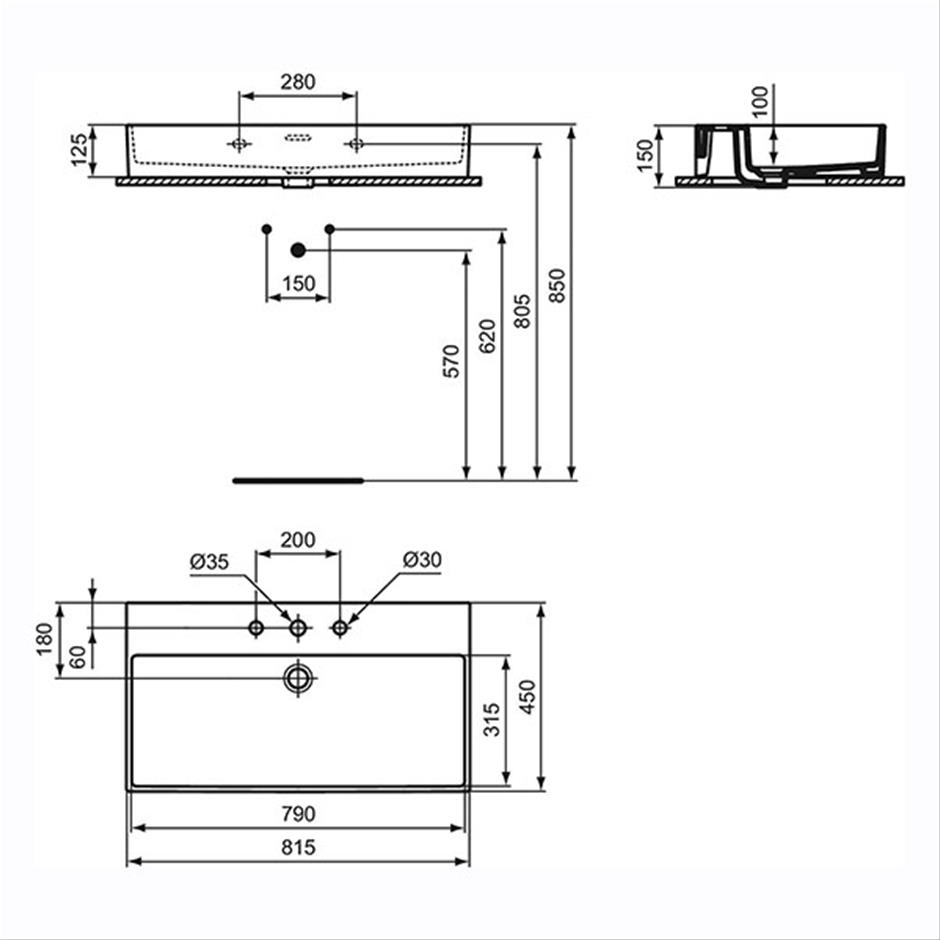 Extra (New) 80cm Washbasin | Wall Hung Basins | Wash Basins | Bluebook
