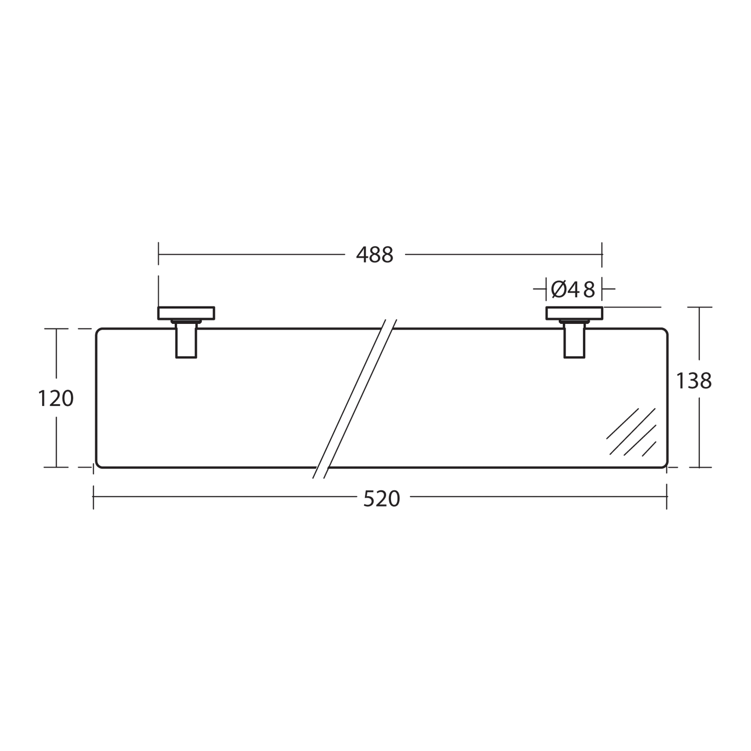 IOM Shelf 52cm Transparent Glass | IOM | Bathroom Accessories | Bluebook