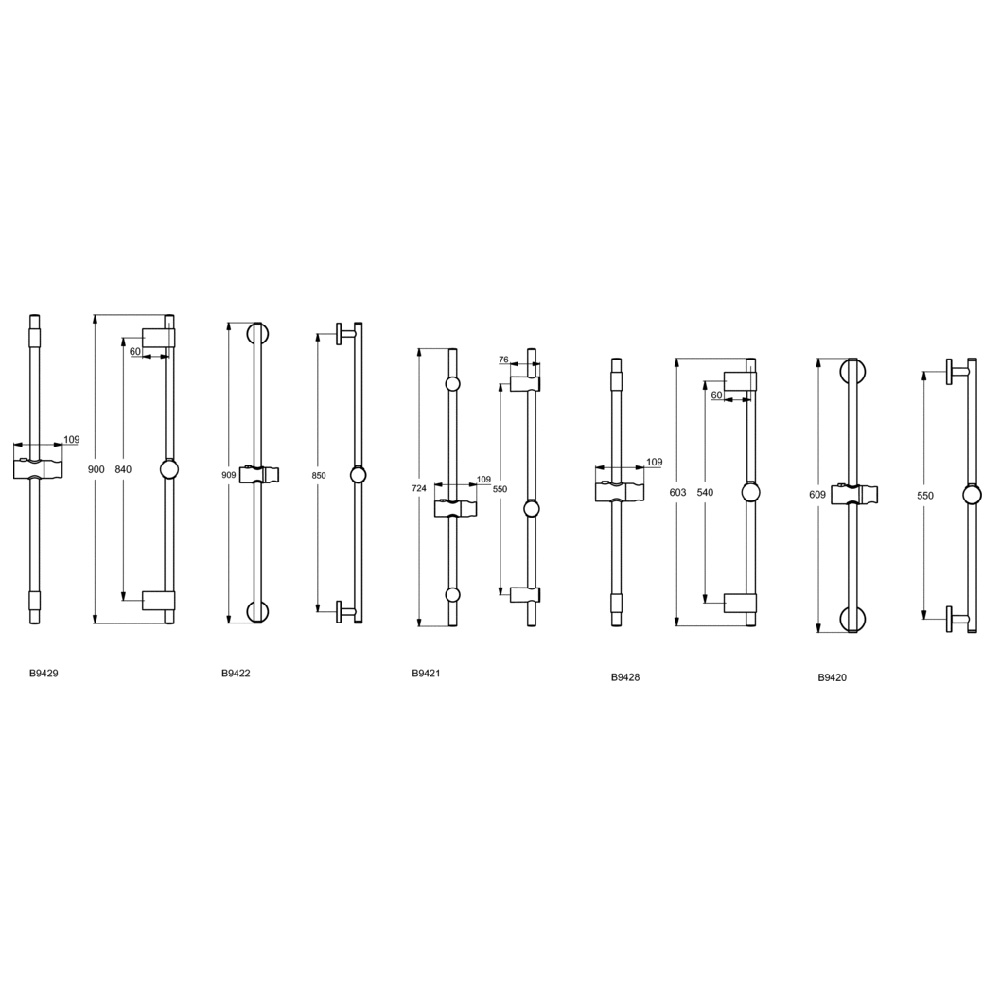 Idealrain 900mm Slide Rail | Shower Accessories | Showers | Bluebook