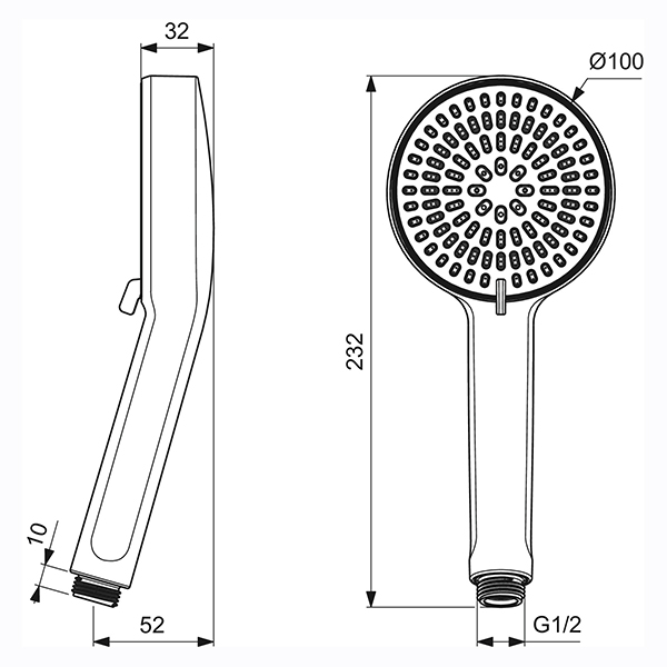 Idealrain 100mm 2 Function Round Handspray | Shower Sets & Handsprays ...