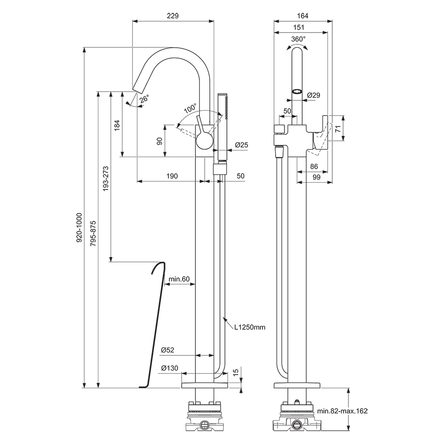 Joy Single Lever Freestanding Bath Shower Mixer | Bath Shower Mixers ...