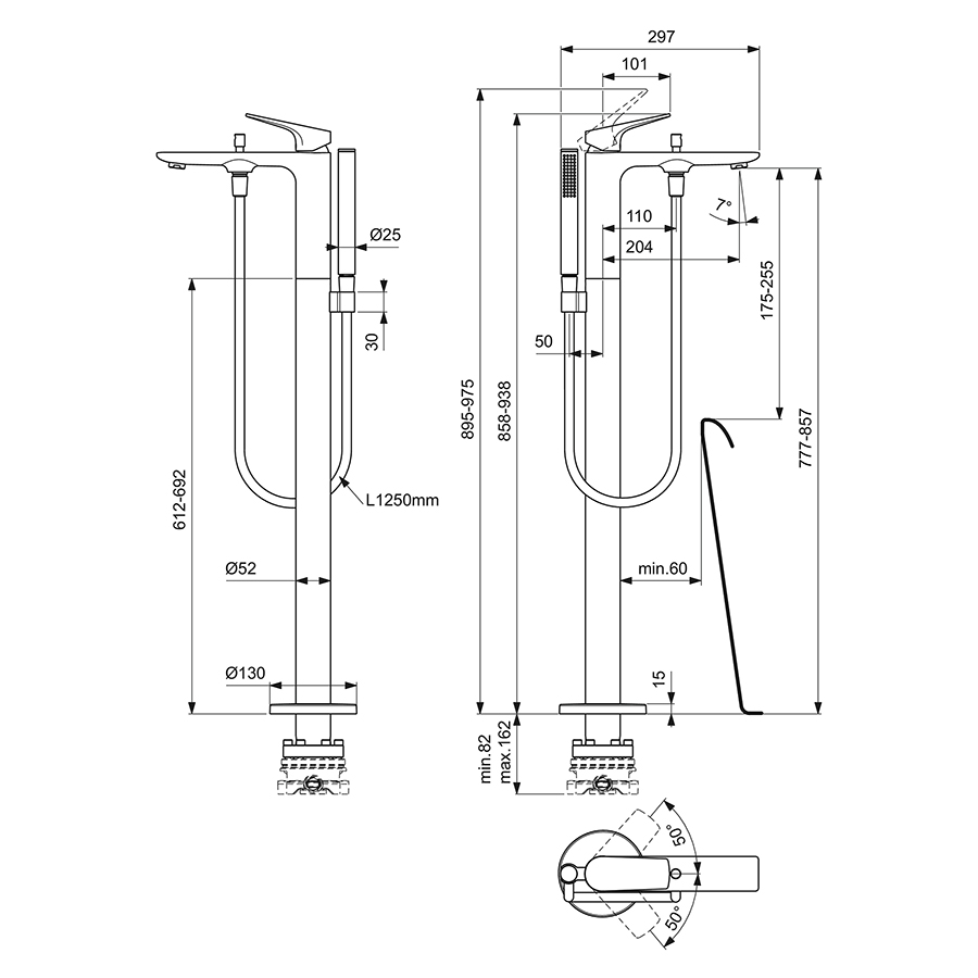La Dolce Vita Floor Standing Bath Shower Mixer | Bath Shower Mixers ...