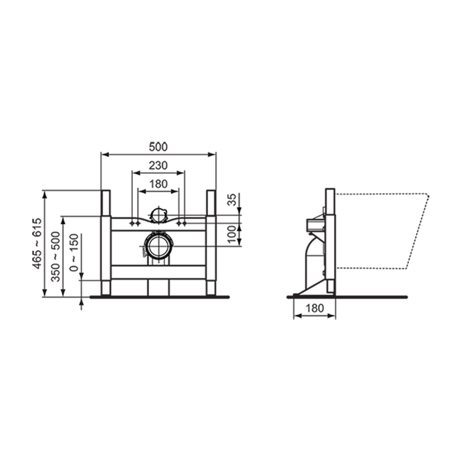 ProSys freestanding half frame for wall hung WC pans (no cistern ...