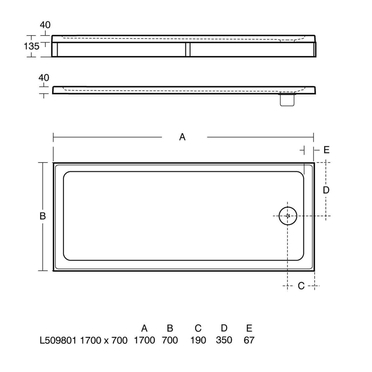 Simplicity Low Profile Rectangular Flat Top Shower Tray | Rectangular ...