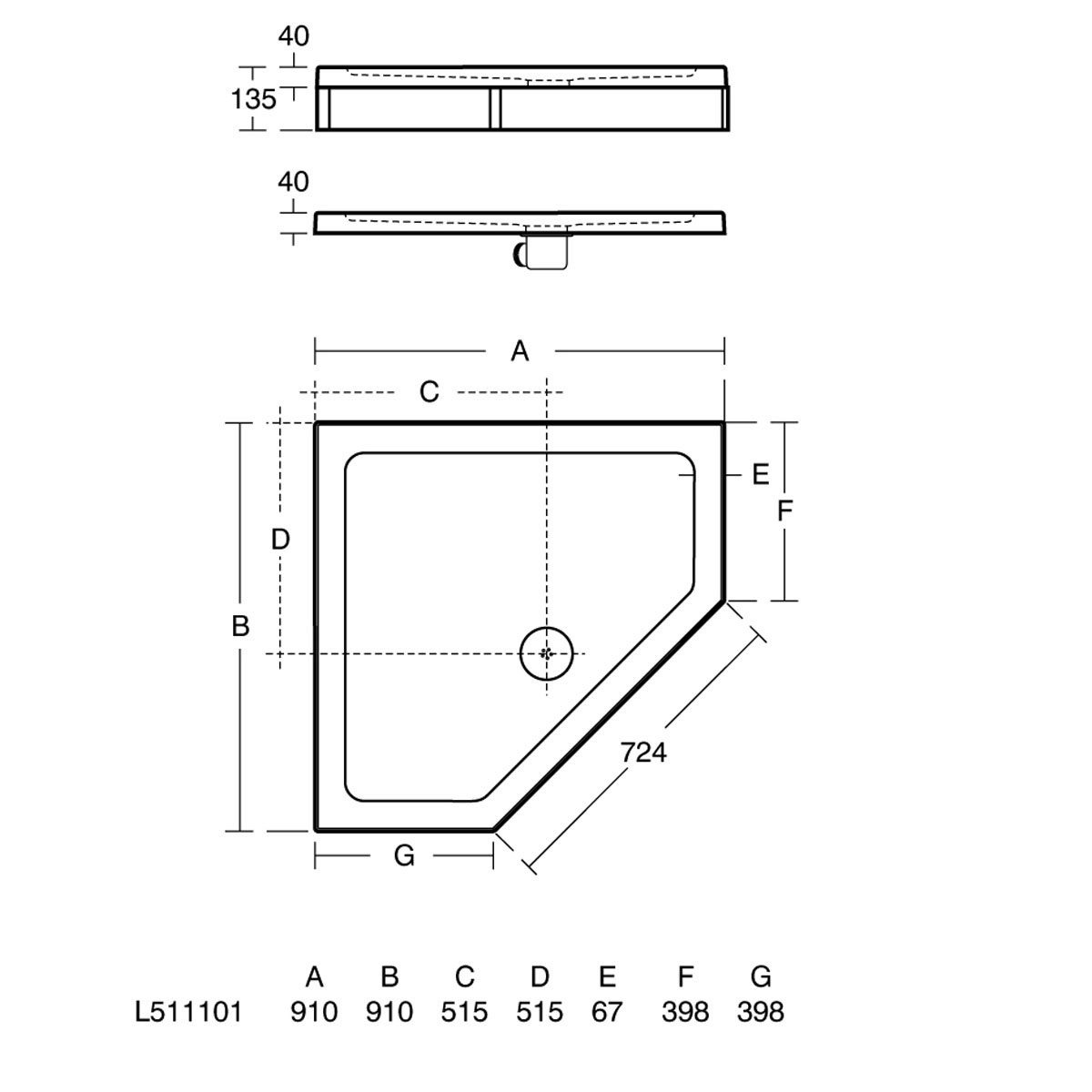 Simplicity Low Profile Pentagon Flat Top Shower Tray | Pentagon ...