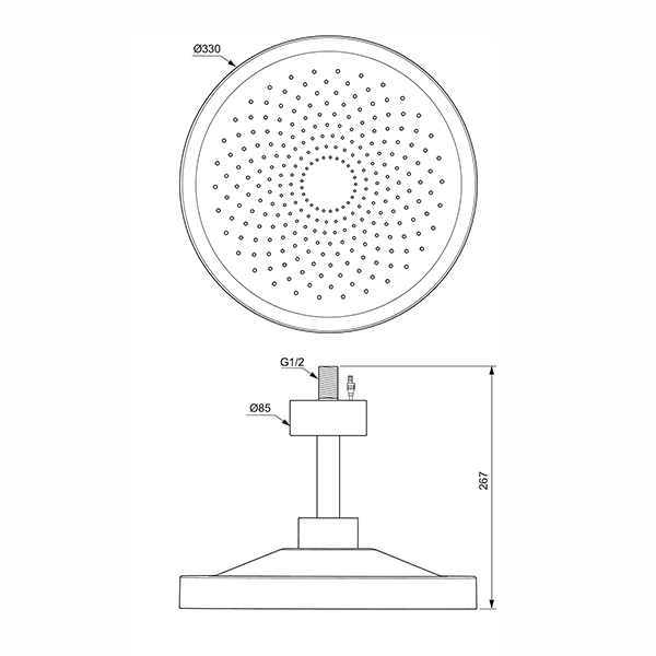 Solos Single Function Shower Head With Light | Fixed Shower Heads ...
