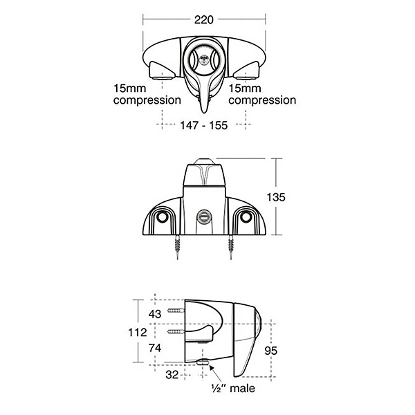 Trevi CTV EL Shower Mixer With Extended Lever | Mixer Shower Valves ...