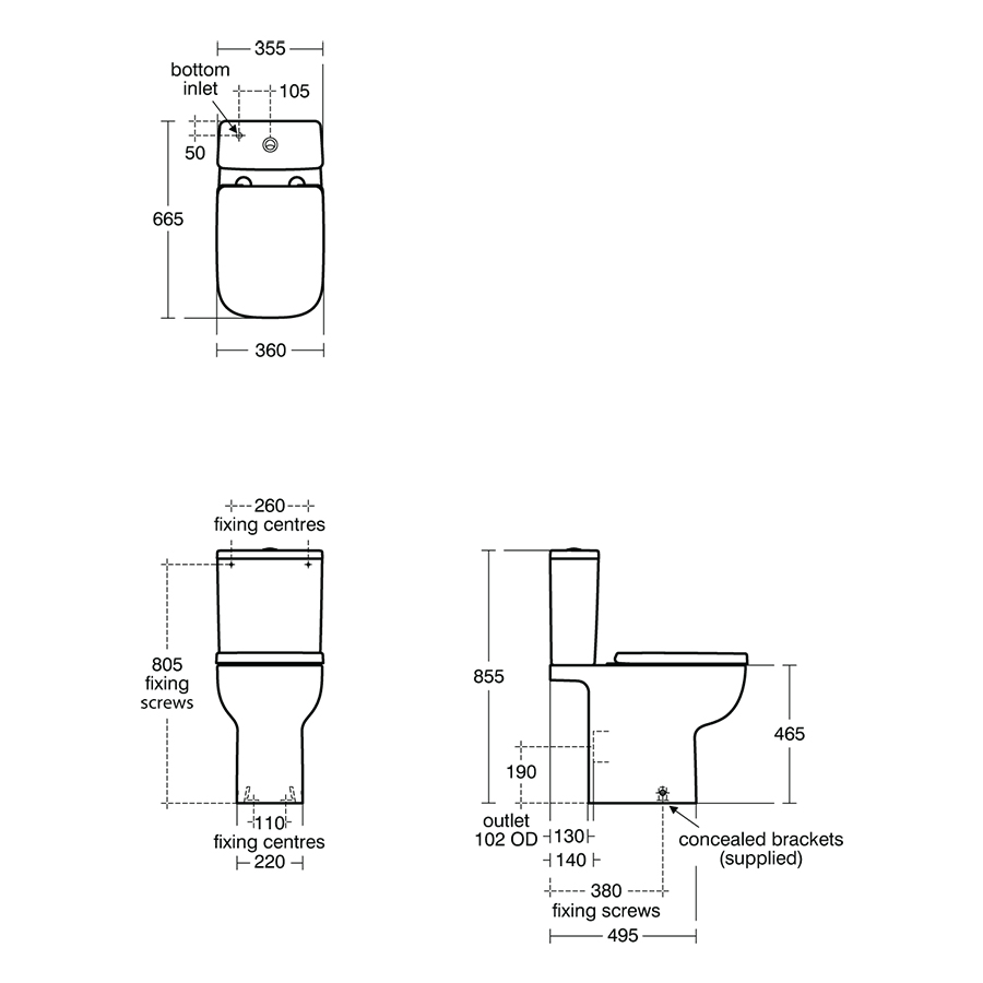 i.life A Close Coupled Comfort Height WC Bowl | Close Coupled Toilets ...