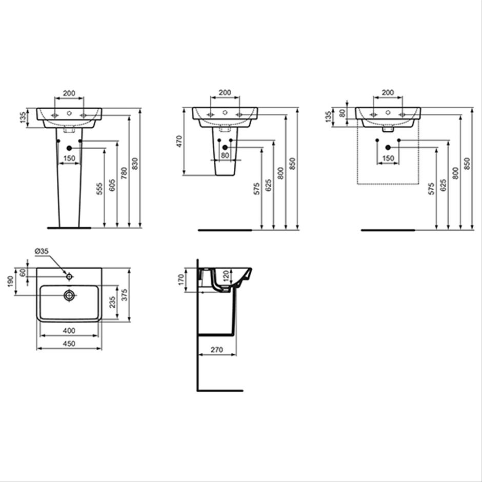 i.life B 45cm 1 Taphole Handrinse Basin | Cloakroom Basins | Wash ...
